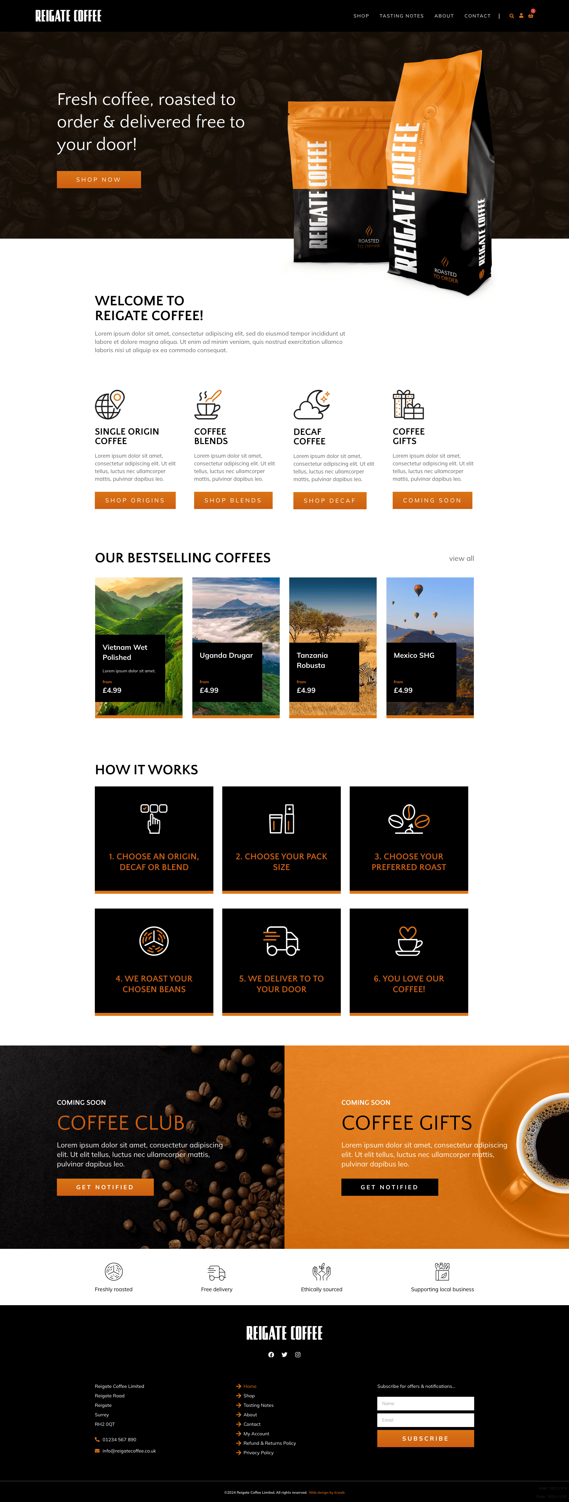 Website design for eCommerce | Surrey | Reigate Coffee eCommerce